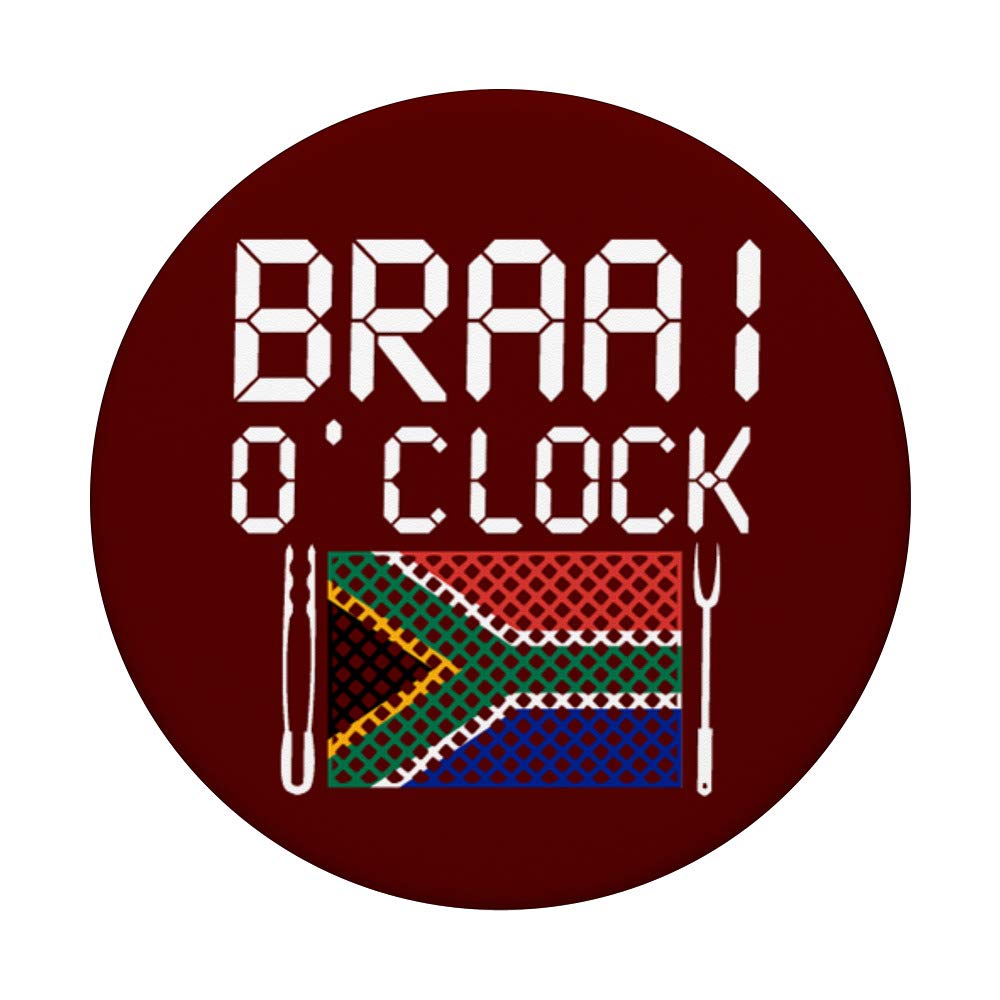 Braai O Clock Time Funny South Africa Flag PopSockets PopGrip: Swappable Grip for Phones & Tablets