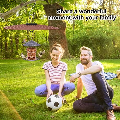 Bird Feeder Baffle with Solar Lamp, Wide Diameter Hummingbird Feeders Covers,Weather Guard Protect Feed from Sun and Bird Seed Dry,for Hanging Bird Feeders Guard-13inches
