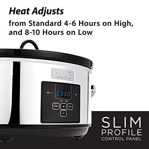 Crockpot 7 Quart Slow Cooker with Programmable Controls and Digital Timer, Polished Platinum