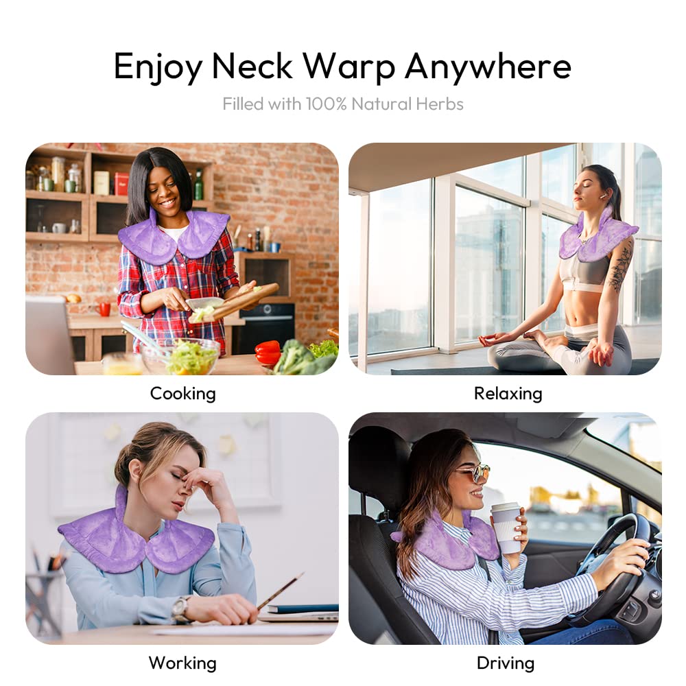 Microwavable Heated Neck Wrap Warmer and Shoulder Heating Pad Microwave, Weighted Microwave Heating Pad for Neck and Shoulders Hot and Cold Compress