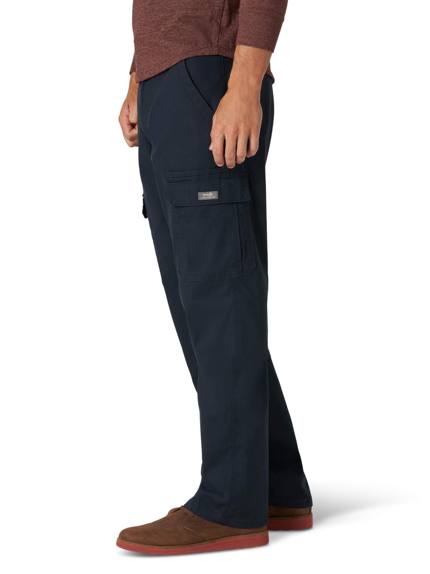 Wrangler Authentics Men's Big & Tall Relaxed Fit Stretch Cargo Pant, Navy, 46W x 30L