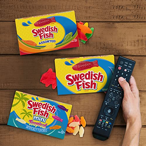 SWEDISH FISH Mini Tropical Soft & Chewy Candy, Bulk Candy, 12 - 3.5 oz Boxes