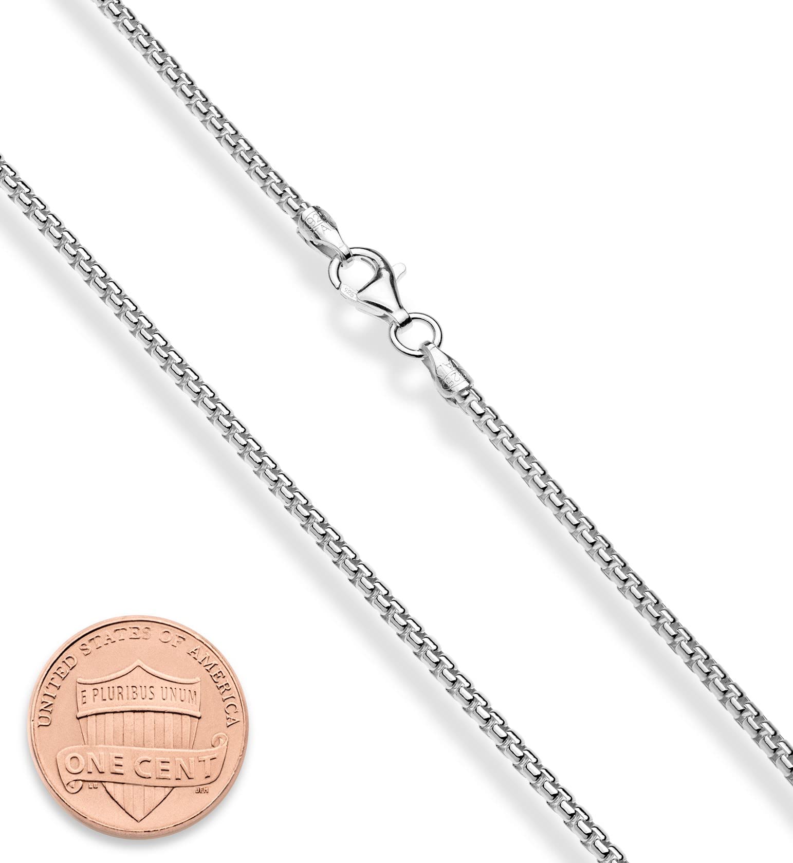 Miabella Italian 925 Sterling Silver Solid 2mm Round Box Chain Necklace for Women Men, Made in Italy (sterling silver, Length 30 Inches)