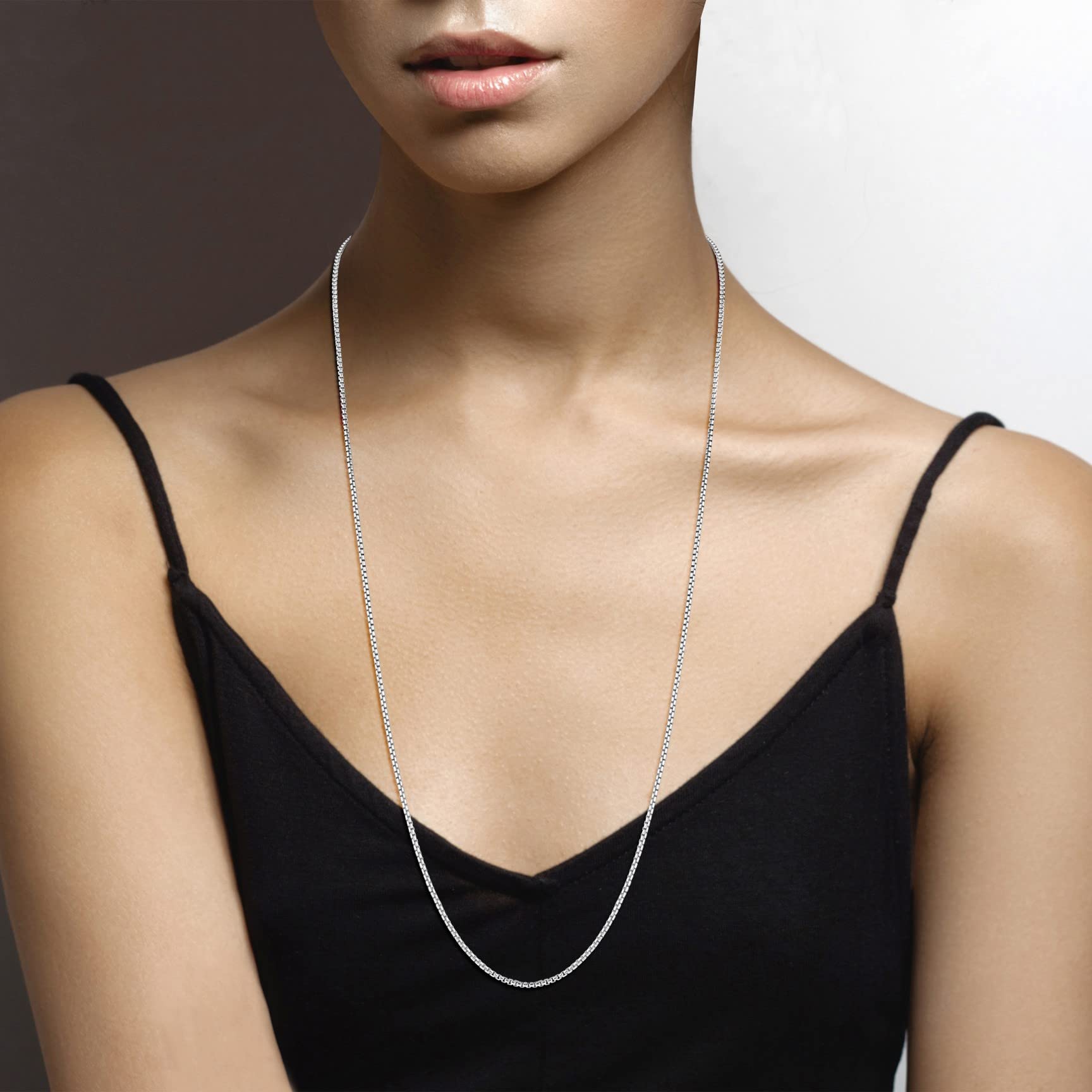 Miabella Italian 925 Sterling Silver Solid 2mm Round Box Chain Necklace for Women Men, Made in Italy (sterling silver, Length 30 Inches)