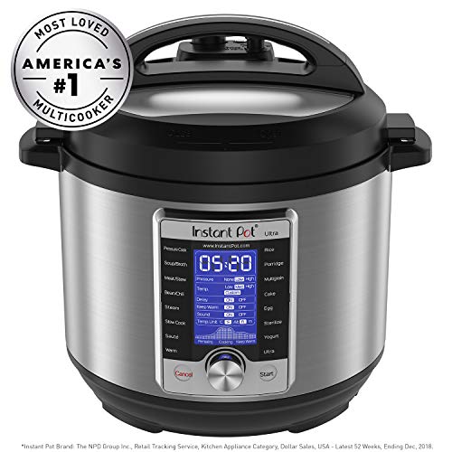 Instant Pot Ultra, 10-in-1 Pressure Cooker, Slow Cooker, Rice Cooker, Yogurt Maker, Cake Maker, Egg Cooker, Sauté, and more, Includes App With Over 800 Recipes, Stainless Steel, 6 Quart