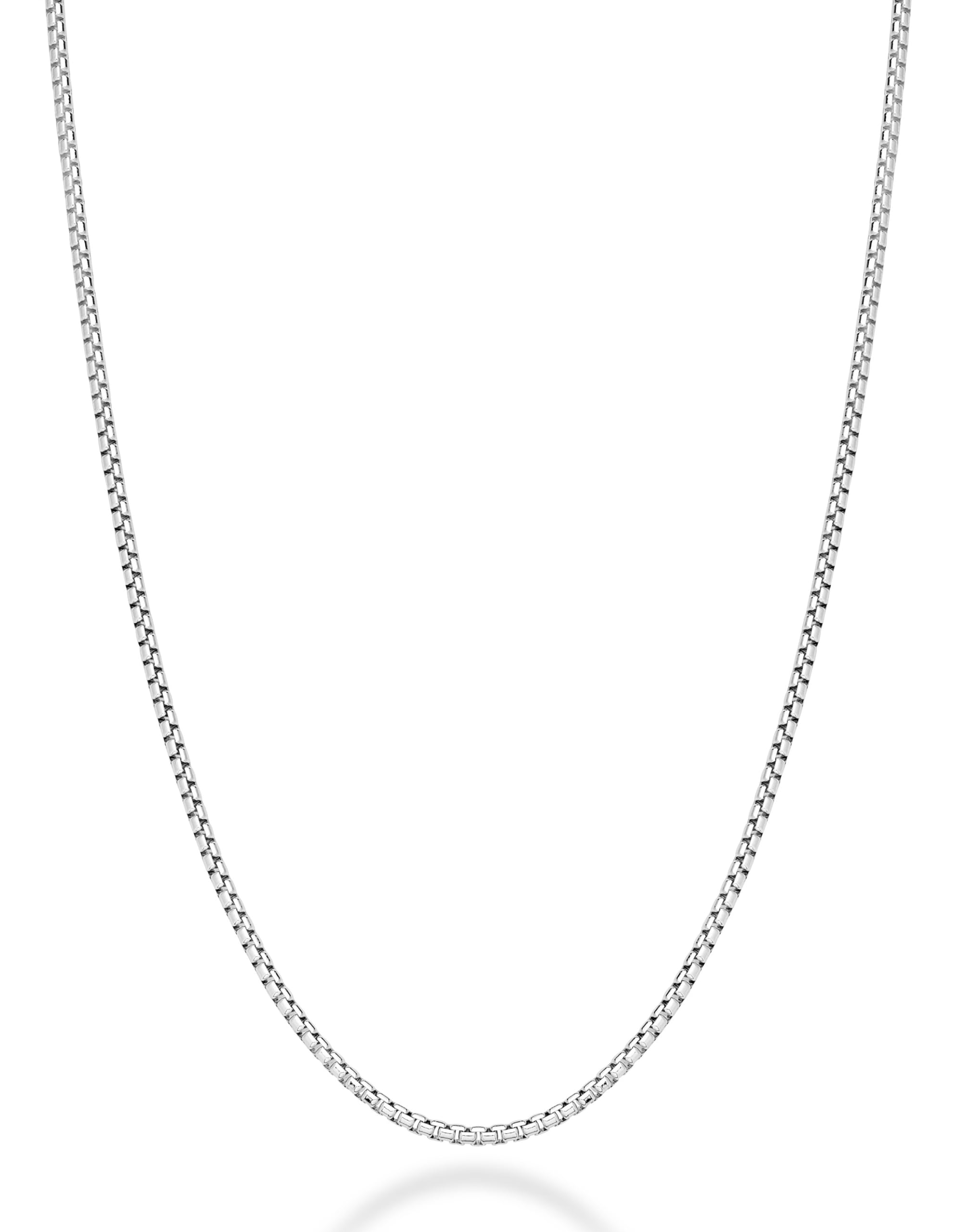 Miabella Italian 925 Sterling Silver Solid 2mm Round Box Chain Necklace for Women Men, Made in Italy (sterling silver, Length 30 Inches)