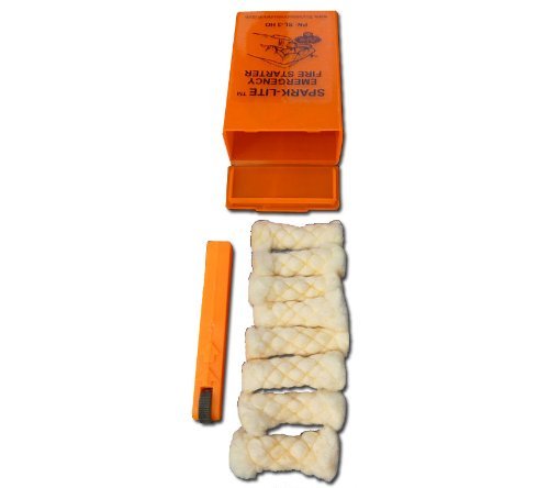 Spark-Lite Fire Starter (Orange) Military/Aviation Emergency Fire Kit with 8 TinderQuik Tabs