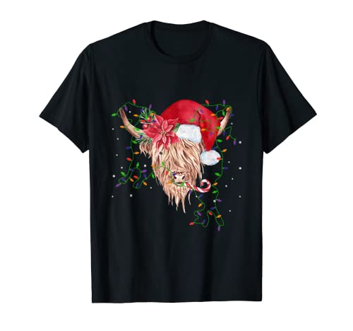 Farmhouse Christmas Stocking Stuffers Highland Christmas Cow T-Shirt