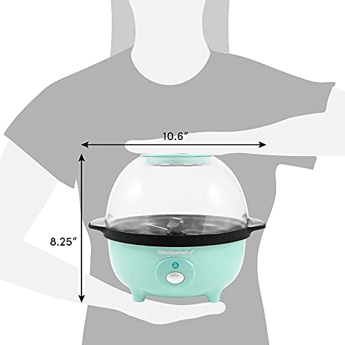 Elite Gourmet Automatic Stirring Popcorn Maker Popper, Electric Hot Oil Popcorn Machine with Measuring Cap & Built-in Reversible Serving Bowl, Great for Home Party Kids, Safety ETL Approved, Mint