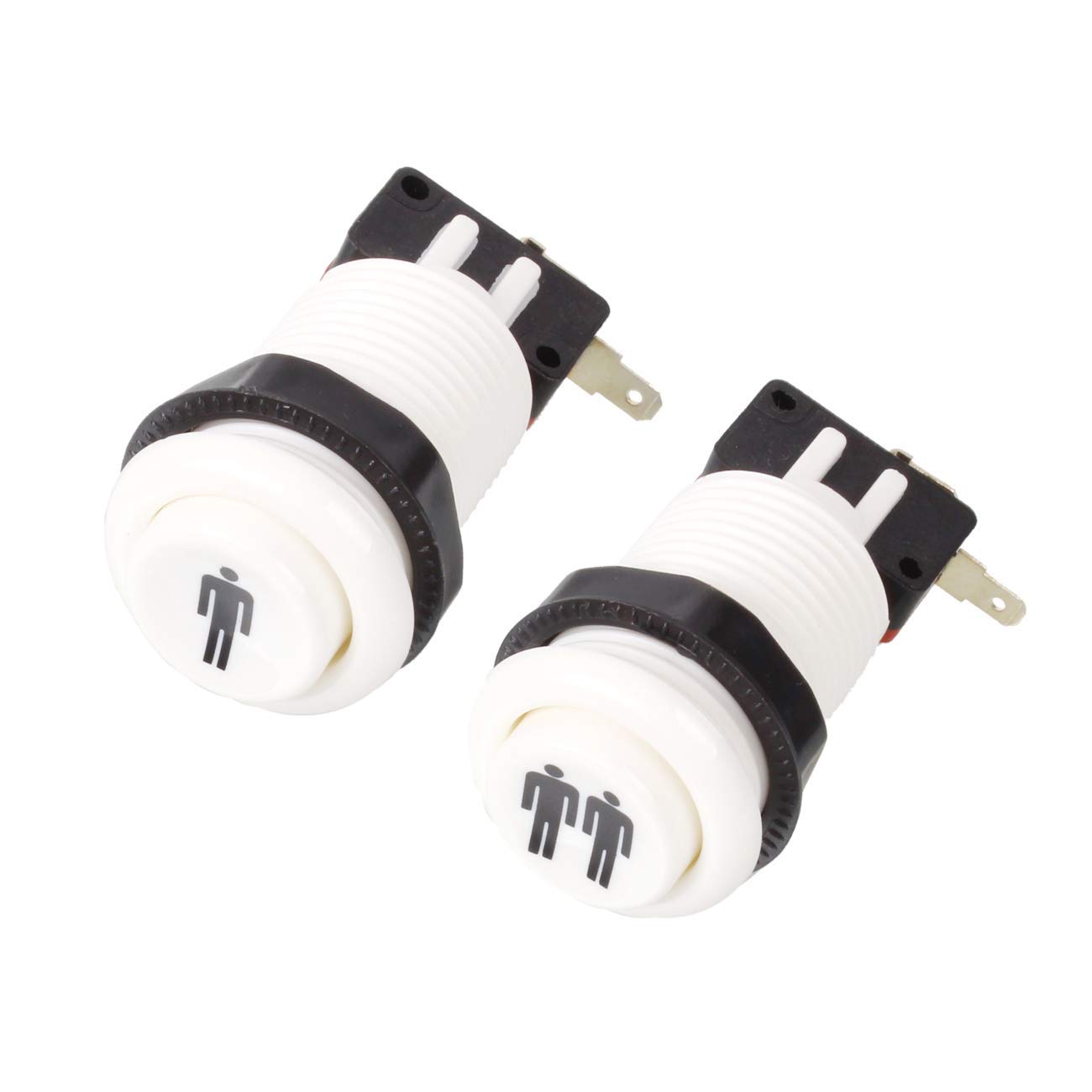 Fosiya 7X Arcade Buttons 30mm Happ Type Standard Push Buttons Switch with 20cm Cable for Arcade Joystick Arcade1up Games Console (Black)