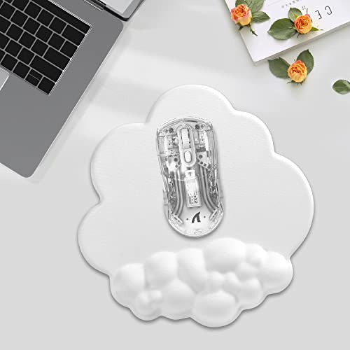 Gaming Mouse Pad Wrist Rest,Ergonomic Cloud Wrist Rest Mousepad with Gel Memory Foam,Non-Slip Rubber Base,Comfortable Mouse Pad for Home Office,Laptop,Mac,Lightweight,Easy Pain Relief (Cloud White)