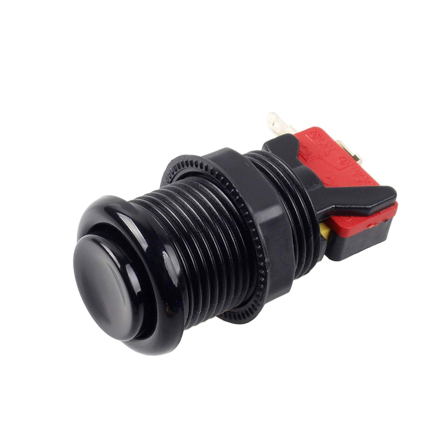 Fosiya 7X Arcade Buttons 30mm Happ Type Standard Push Buttons Switch with 20cm Cable for Arcade Joystick Arcade1up Games Console (Black)
