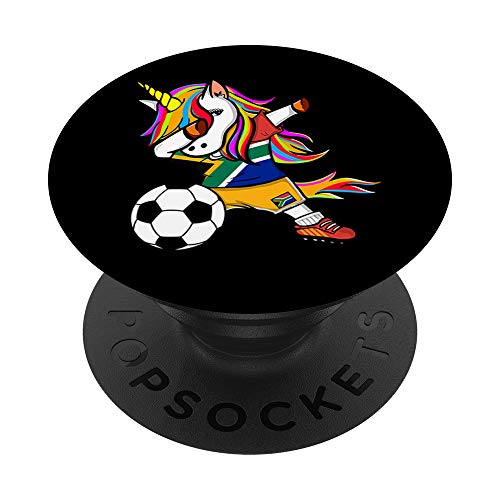Funny Dabbing Unicorn South Africa Football Flag Soccer PopSockets Grip and Stand for Phones and Tablets