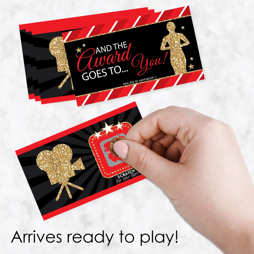 Big Dot of Happiness Red Carpet Hollywood - Movie Night Party Game Award Scratch Off Cards - 22 Count