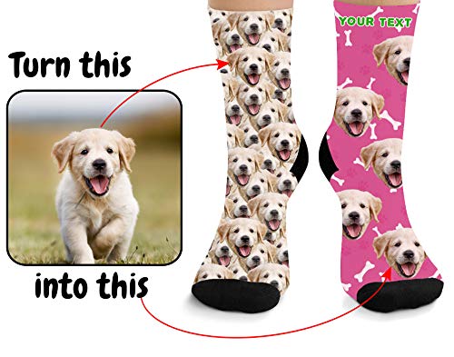 Custom Dog Face Socks - Print Your Picture, Photo - Best Personalized Funny Crew Sock Gifts for Men Women