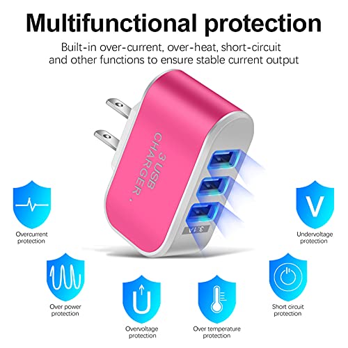 SuanlaTDS Luminous 3-Port Charger Charging Head,Macaron Color Portable Charging Head for Bedroom Home Office