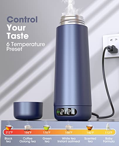Travel Kettle, Portable Electric Kettle Small Water Boiler for Travel and Work, with Temperature Control and LCD Display, 370ML