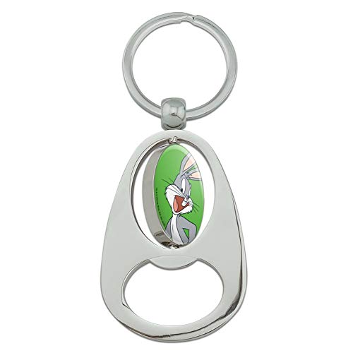 GRAPHICS & MORE Looney Tunes Bugs Bunny Keychain Chrome Metal Spinning Oval Bottle Opener