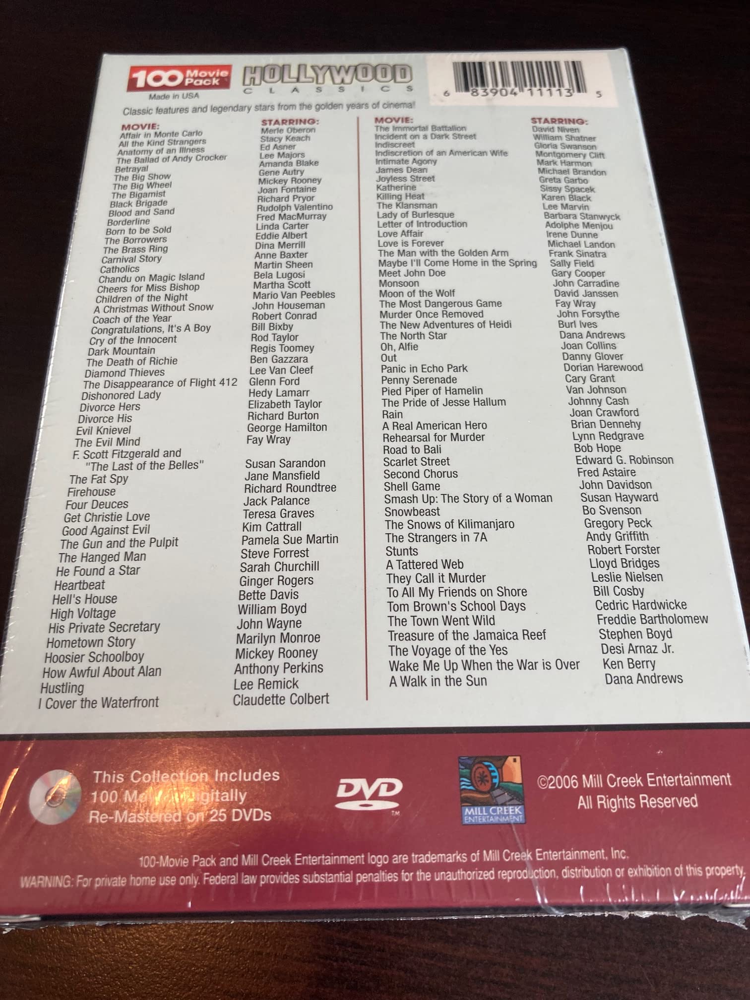Hollywood Classics 100 Movie Pack