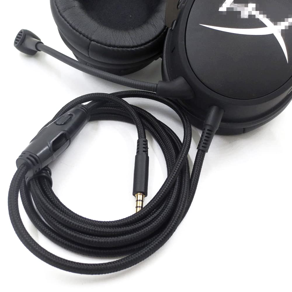 HyperX Cloud Alpha Replacement Cable - Compatible with Cloud Alpha, Mix, Flight, Logitech G633, G933 Gaming Headsets - 3.5mm Audio Cable with Mute & Volume Control (No Mic, 4.9ft)