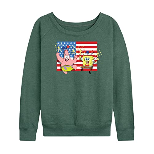 HYBRID APPAREL - SpongeBob SquarePants - Patrick Sparkers Flag - Women's Lightweight French Terry Pullover - Size Large