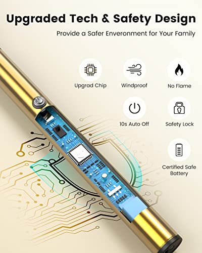 Plasma Arc Electric Lighter - Rechargeable Long Neck, Windproof Flame-Less Lighter for Candle, Firework, Camping, Grill, Gas Stove, Kitchen