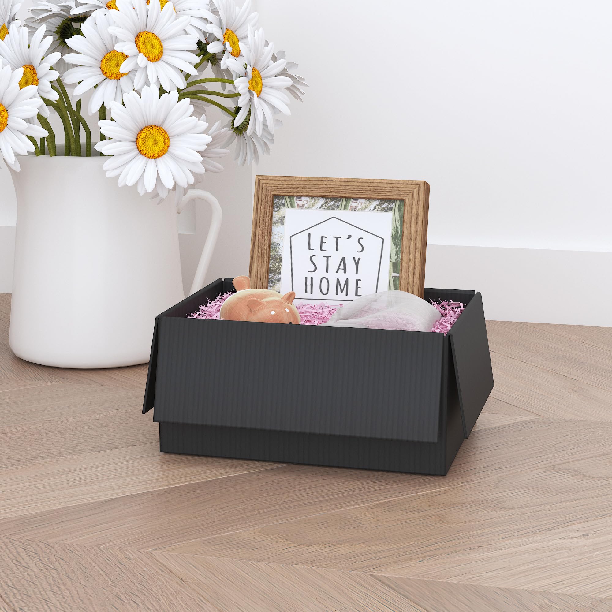 Whynonap WHYNONAP 8x6x4 inches Shipping Boxes set of 25, Packing Small Plastic Shipping Boxes for Packaging Small Business, Black Plastic Cardboard Boxes for Gifts, Mailing,, WNN25P-B864