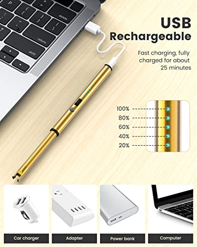 Plasma Arc Electric Lighter - Rechargeable Long Neck, Windproof Flame-Less Lighter for Candle, Firework, Camping, Grill, Gas Stove, Kitchen