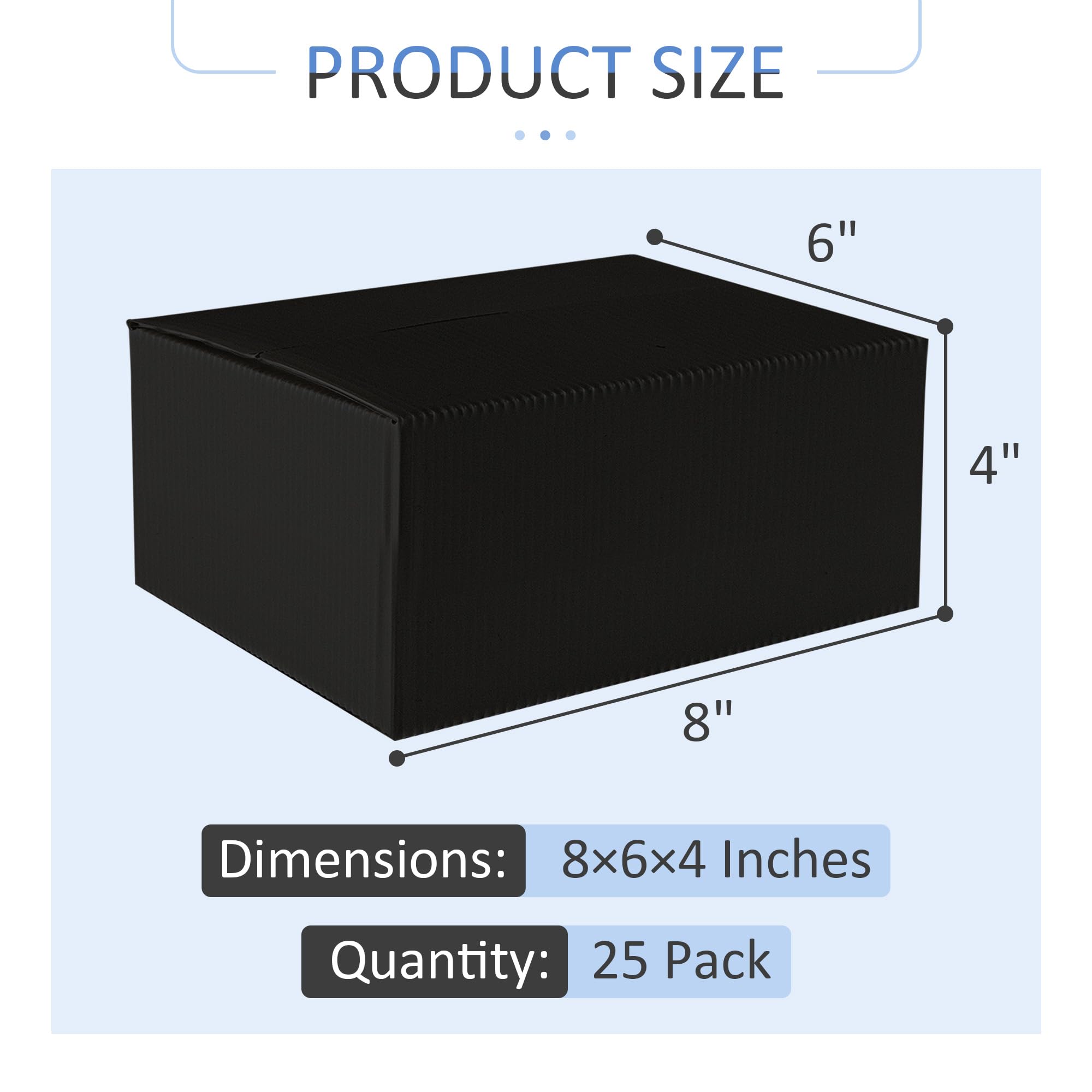 Whynonap WHYNONAP 8x6x4 inches Shipping Boxes set of 25, Packing Small Plastic Shipping Boxes for Packaging Small Business, Black Plastic Cardboard Boxes for Gifts, Mailing,, WNN25P-B864