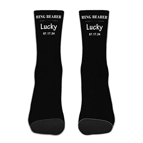 Custom Name Socks Ring Bearer Socks for Little Boy Kids Socks Funny Novelty Socks Athletic Crew Socks