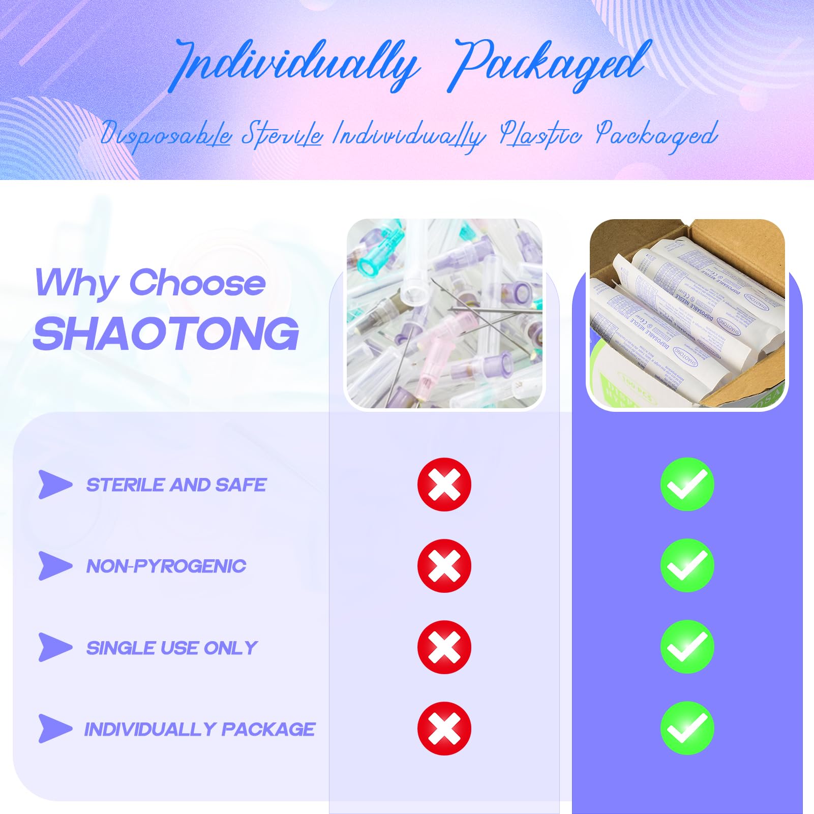 SHAOTONG 30 Gauge 1/2 Inch Luer Lock Accessories Disposable Lab Supplies, Pack of 100