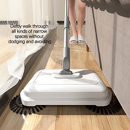 Hand Push Sweeper, Dry Sweep & Wet Drag Two in One Sweeper, Home Sweeping Mopping Machine Vacuum Cleaner Natural Sweep Carpet and Floor Sweeper with 2 Corner Edge Brushes