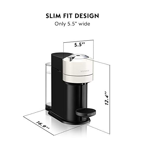 Nespresso Vertuo Next Coffee and Espresso Machine by De'Longhi, White, Compact, One Touch to Brew, Single-Serve Coffee Maker and Espresso Machine