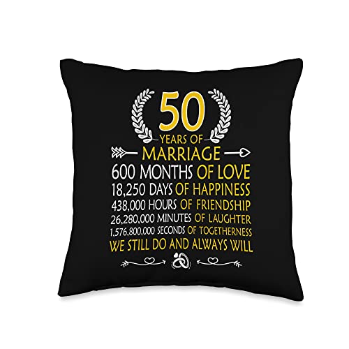 GTee Happy 50th Wedding Anniversary 50 Years of Marriage We Still Do-50th Wedding Anniversary Throw Pillow, 16x16, Multicolor