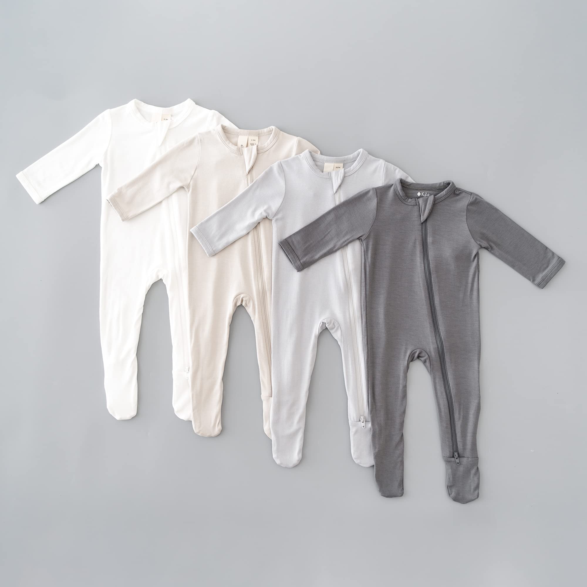 KYTE BABY Unisex Zipper Closure Footies, Rayon Made From Bamboo (6-12 Months, Cloud)