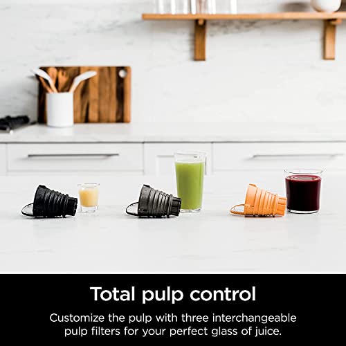 Ninja JC101 Cold Press Pro Compact Powerful Slow Juicer with Total Pulp Control & Easy Clean, Graphite (Renewed), BLACK, 13.78 in Lx6.89 in Wx14.17 in H