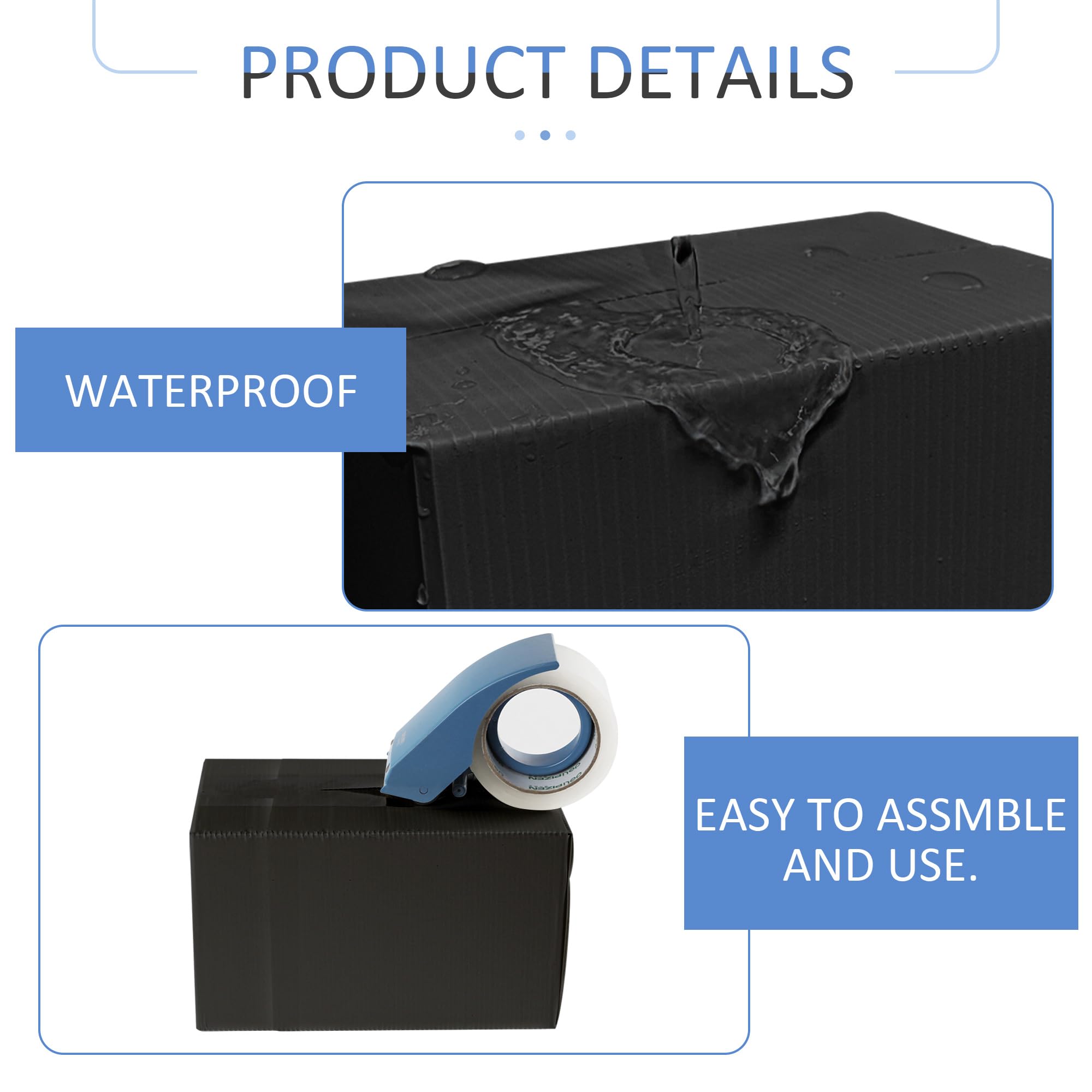 Whynonap WHYNONAP 8x6x4 inches Shipping Boxes set of 25, Packing Small Plastic Shipping Boxes for Packaging Small Business, Black Plastic Cardboard Boxes for Gifts, Mailing,, WNN25P-B864