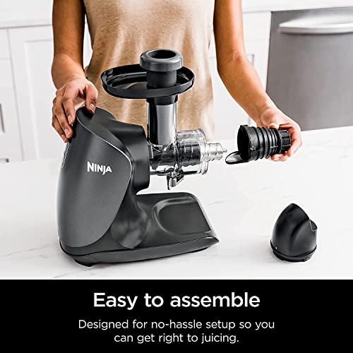 Ninja JC101 Cold Press Pro Compact Powerful Slow Juicer with Total Pulp Control & Easy Clean, Graphite (Renewed), BLACK, 13.78 in Lx6.89 in Wx14.17 in H