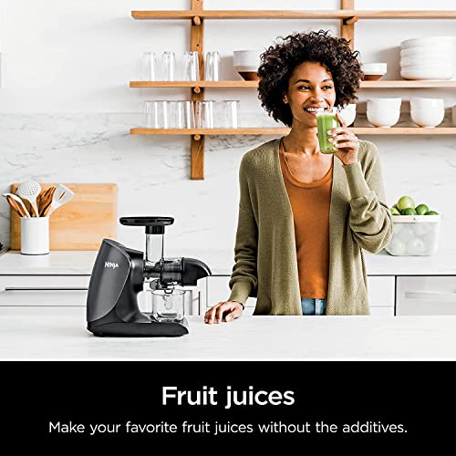 Ninja JC101 Cold Press Pro Compact Powerful Slow Juicer with Total Pulp Control & Easy Clean, Graphite (Renewed), BLACK, 13.78 in Lx6.89 in Wx14.17 in H