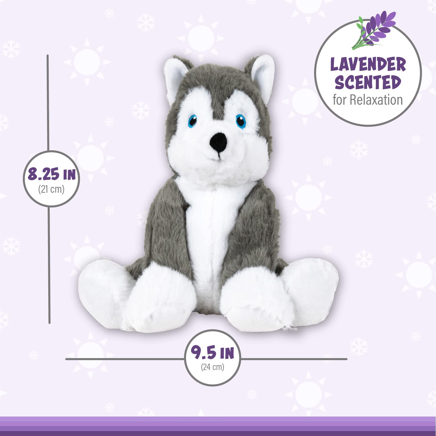 Warm Pals - Hayes Husky - 1.5lbs - Cozy Microwavable Lavender Scented Plush Toys - Heated Stuffed Animal - Heatable Coolable Bedtime Comfort Plushie