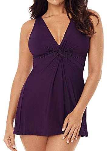 Miraclesuit Women's Swimwear Must Have Marais Tummy Control Soft Cup One Piece Swimdress, Midnight, 14
