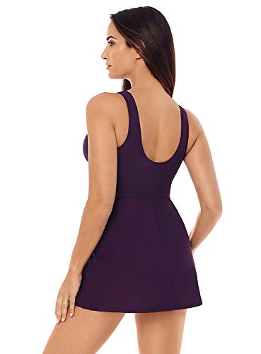 Miraclesuit Women's Swimwear Must Have Marais Tummy Control Soft Cup One Piece Swimdress, Midnight, 14