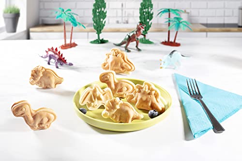 Dinosaur Mini Waffle Maker- 5 Different Shaped Dinos in Minutes - Make Fun Jurassic Breakfast for Kids and Adults with Cool Novelty Pancakes, Electric Non-Stick Waffler Iron, Fun Gift for Holiday