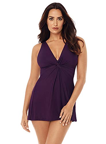 Miraclesuit Women's Swimwear Must Have Marais Tummy Control Soft Cup One Piece Swimdress, Midnight, 14