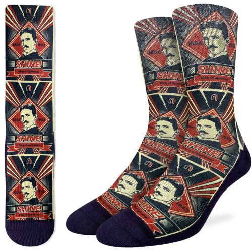 Good Luck Sock Men's Nikola Tesla, King of Lightning Socks, Adult