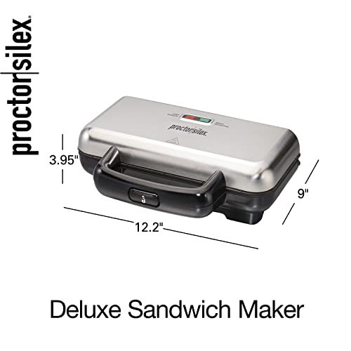 Proctor Silex Deluxe Hot Sandwich Maker, Nonstick Plates, Stainless Steel (25415)