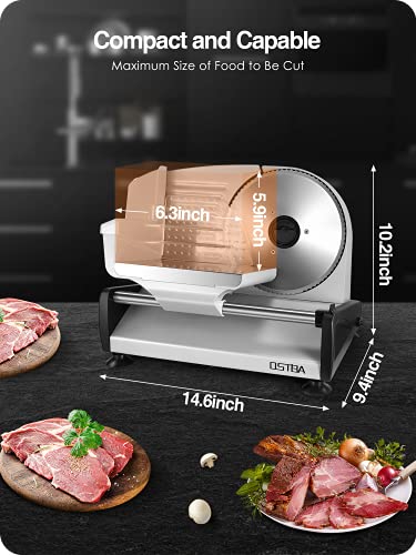 Meat Slicer 200W Electric Deli Food Slicer with Removable 7.5" Stainless Steel Blade, Adjustable Thickness Meat Slicer for Home Use, Child Lock Protection, Easy to Clean, Cuts Meat, Bread and Cheese