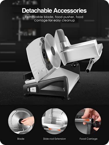 Meat Slicer 200W Electric Deli Food Slicer with Removable 7.5" Stainless Steel Blade, Adjustable Thickness Meat Slicer for Home Use, Child Lock Protection, Easy to Clean, Cuts Meat, Bread and Cheese