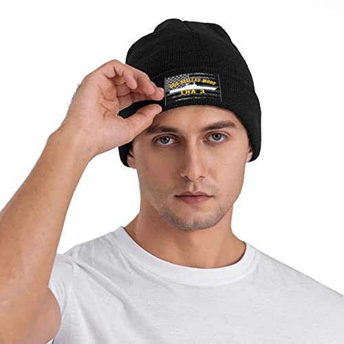USS Belleau Wood LHA-3 Unisex Knitted Hat Beanie Winter Warm Stretch Skull Hat Black