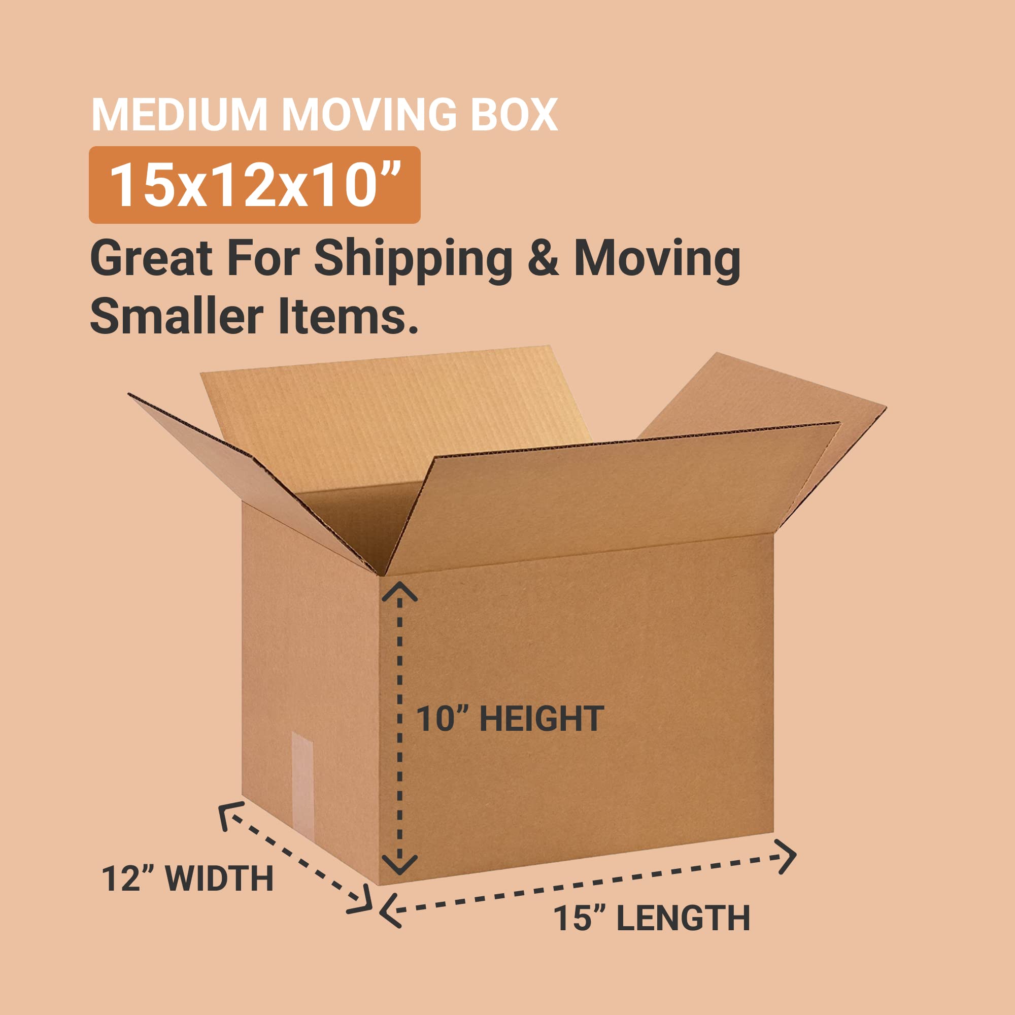 AVIDITI Shipping Boxes 15"L x 12"W x 10"H, 25-Pack | Corrugated Cardboard Box for Packing, Moving and Storage